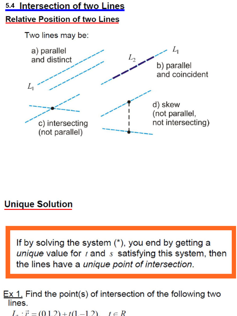 5.4 Intersection of Two Lines Student | PDF