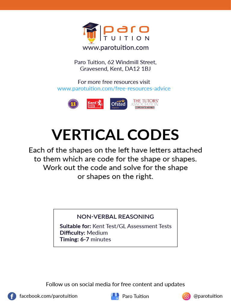 Vertical Codes Worksheet | PDF