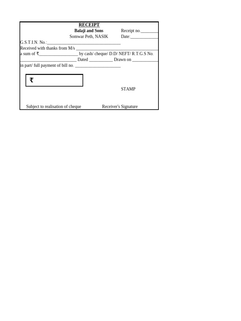 Receipt Template for Payments | PDF