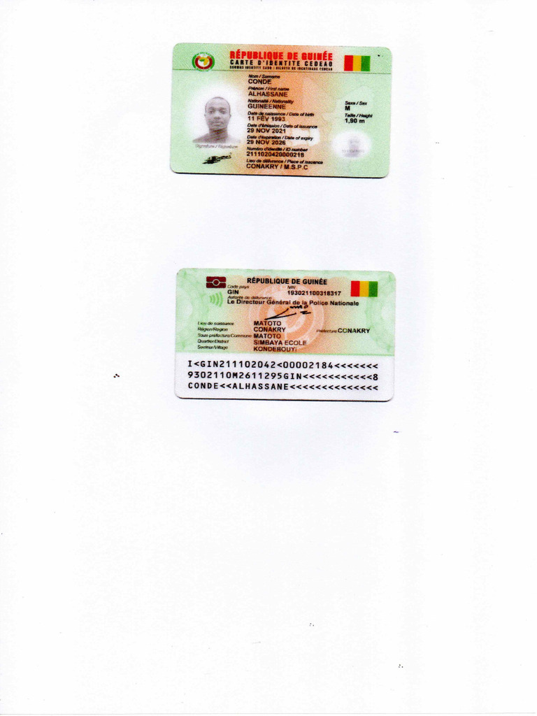 Carte D'identite Cedeao | PDF