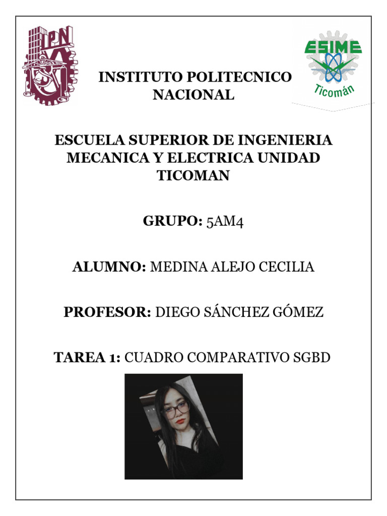 Tarea 1_Cuadro Comparativo SGBD | PDF | Mi sql | Bases de datos