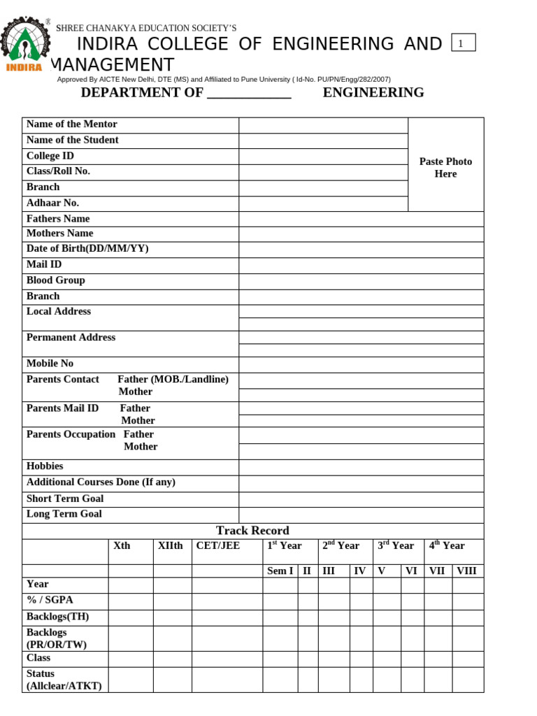 Mentoring Form Final-Students | PDF