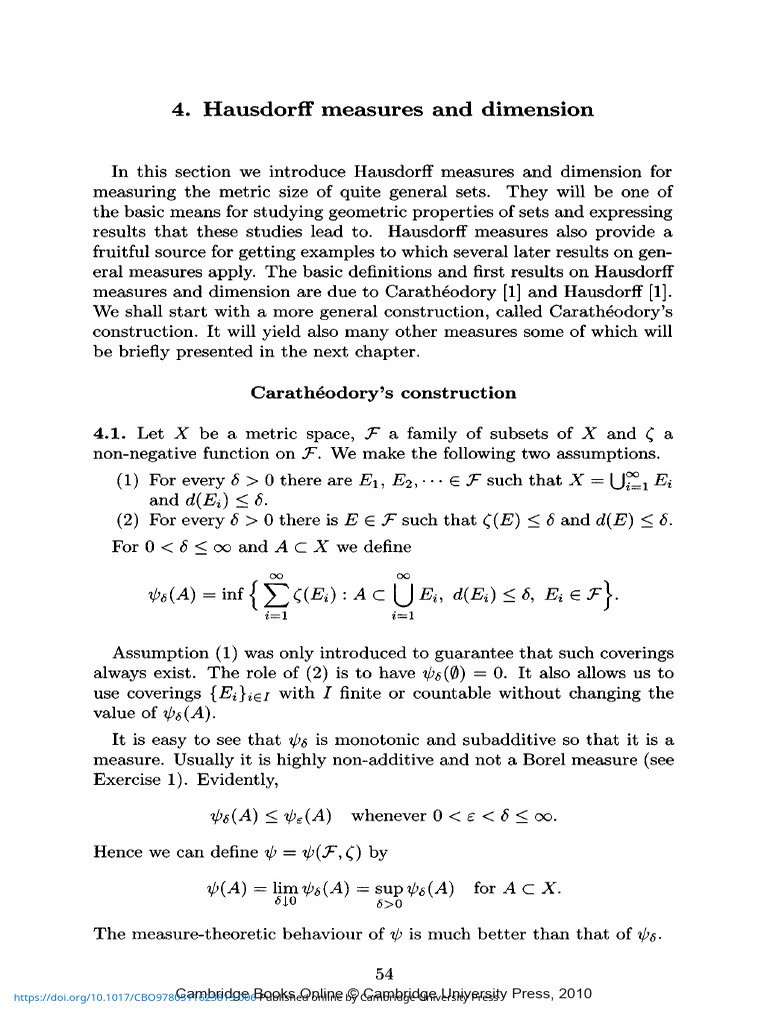 GEOMETRY OF SETS AND MEASURES IN EUCLIDEAN SPACES - Hausdorff - Measures - and - Dimension | PDF ...