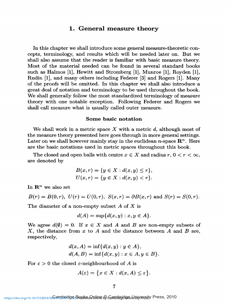GEOMETRY OF SETS AND MEASURES IN EUCLIDEAN SPACES_General_measure_theory | PDF | Measure ...