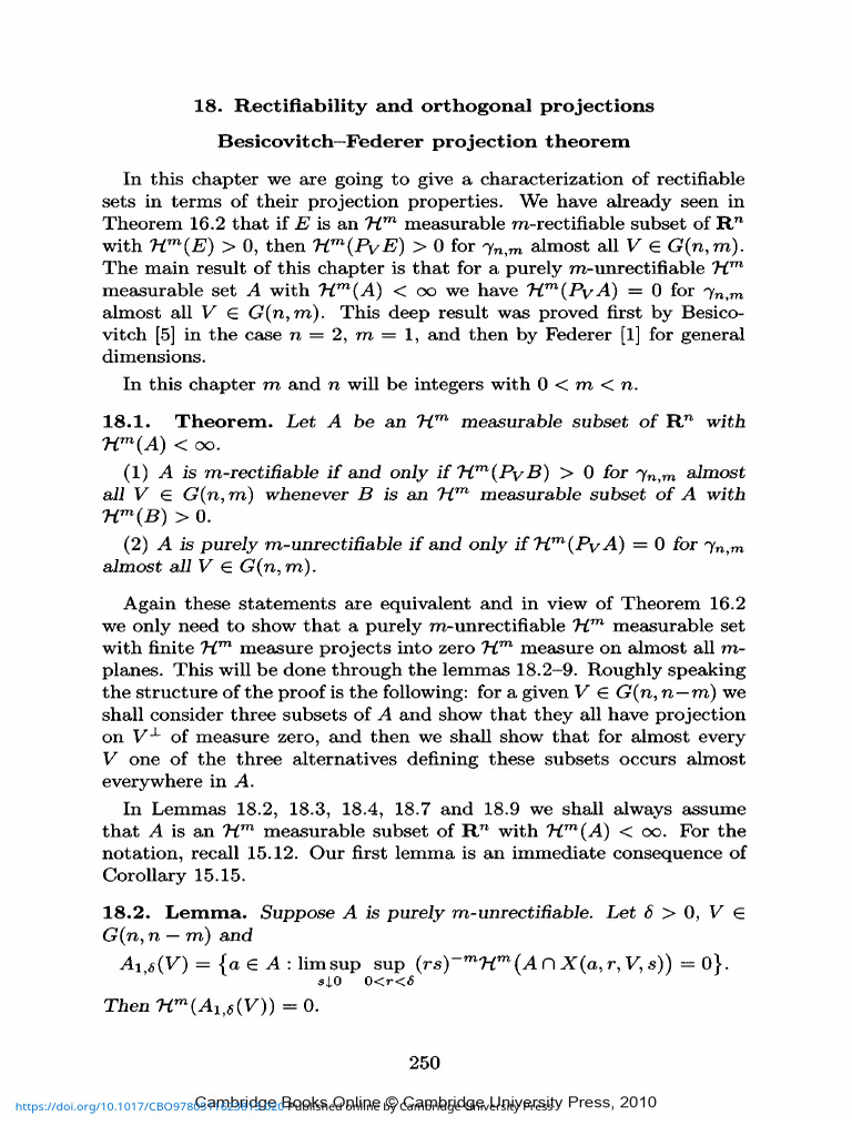 GEOMETRY OF SETS AND MEASURES IN EUCLIDEAN SPACES - Rectifiability - and - Orthogonal ...