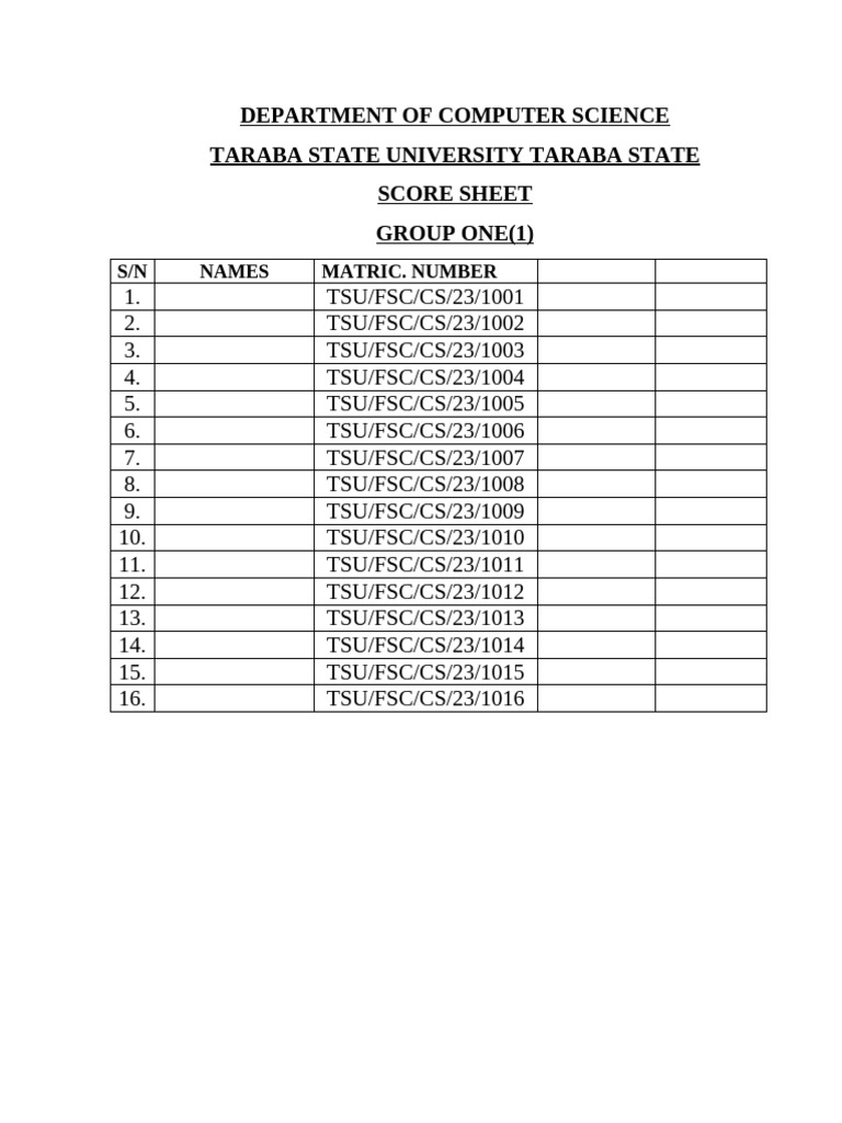 DEPERTMENT OF COMPUTER SCIENCE GROUP sheet | PDF