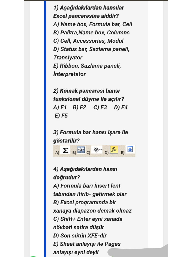 Excel-45 Sual+cavablar | PDF
