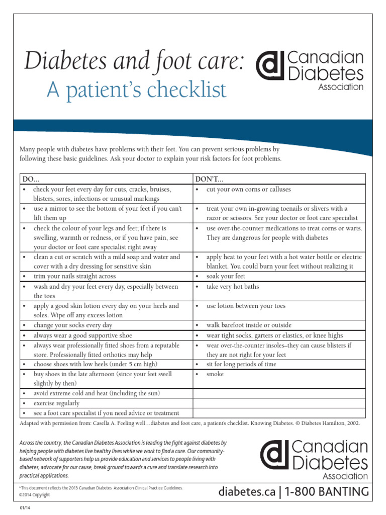 Checklist SCA DiabetesChecklist | PDF | Foot | Medical Specialties
