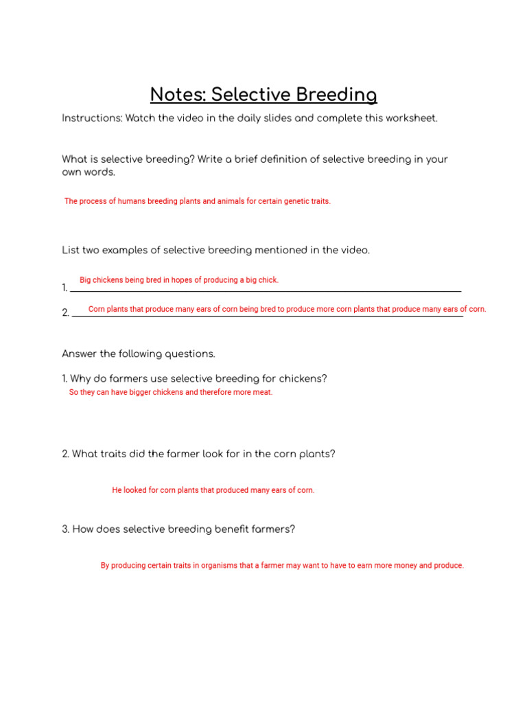 Notes: Artificial Selection | PDF