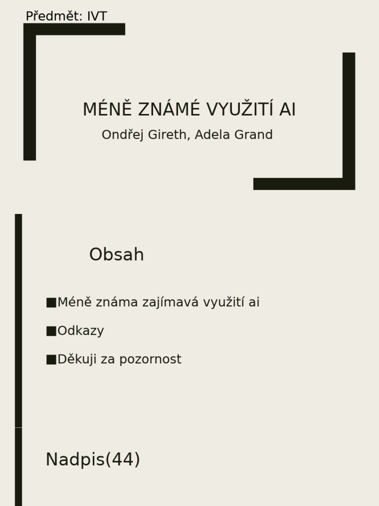 Méně Známé Využití Ai | PDF