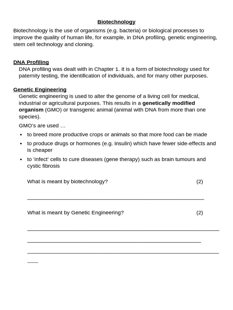 Biotechnology Self Study | PDF | Cloning | Genetic Engineering