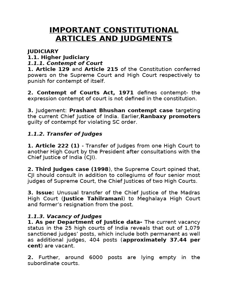 Key Articles and Judgments in Judiciary | PDF | Alternative Dispute ...