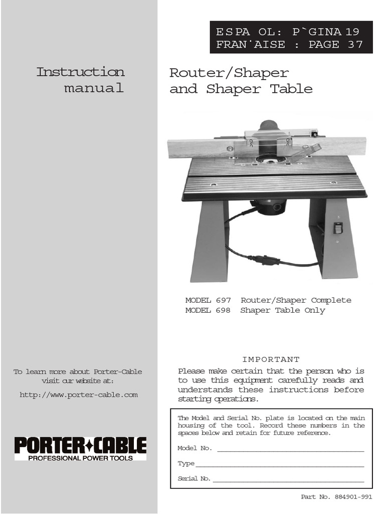Portercable-Router Table Manual | PDF | Electrical Connector | Screw