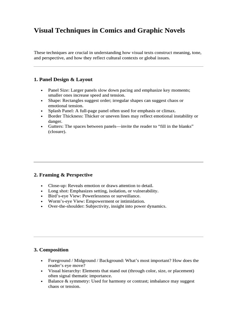Visual Techniques in Graphic Novels | PDF | Composition (Visual Arts ...