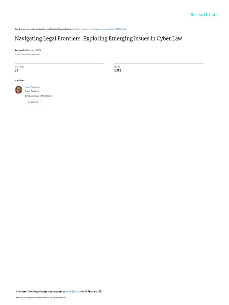 Navigating Legal Frontiers Exploring Emerging Issues in Cyber Law | PDF ...