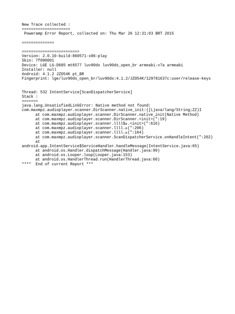 Poweramp Crash Log | PDF