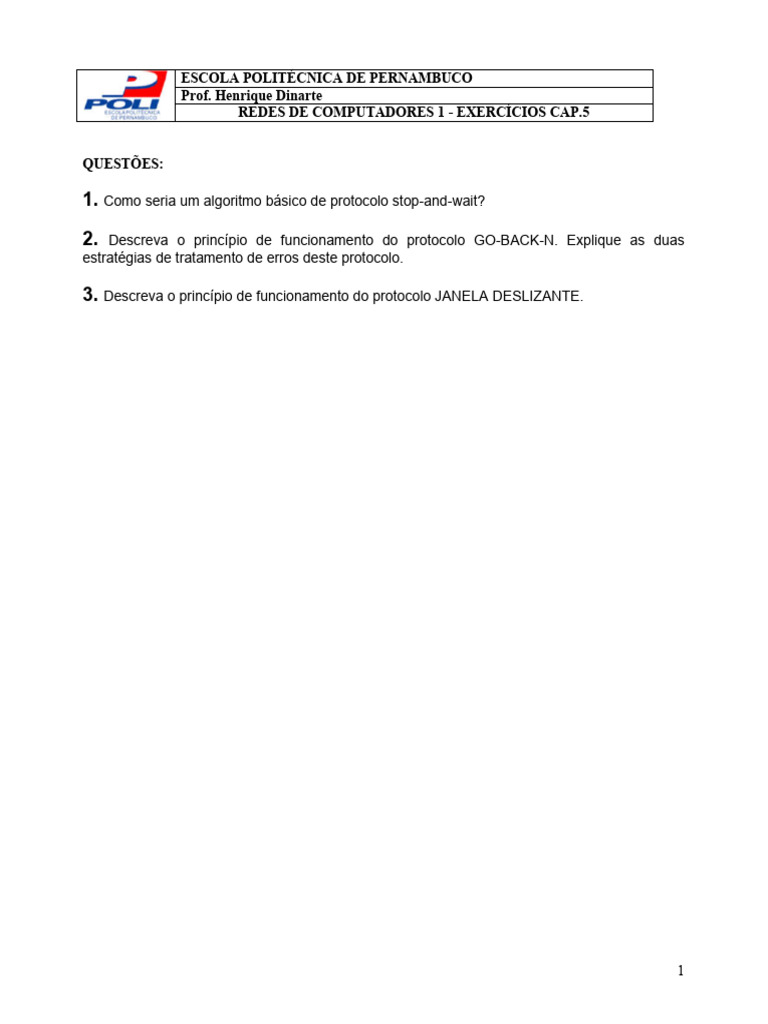 Redes1 - Exercicios Cap5 | PDF