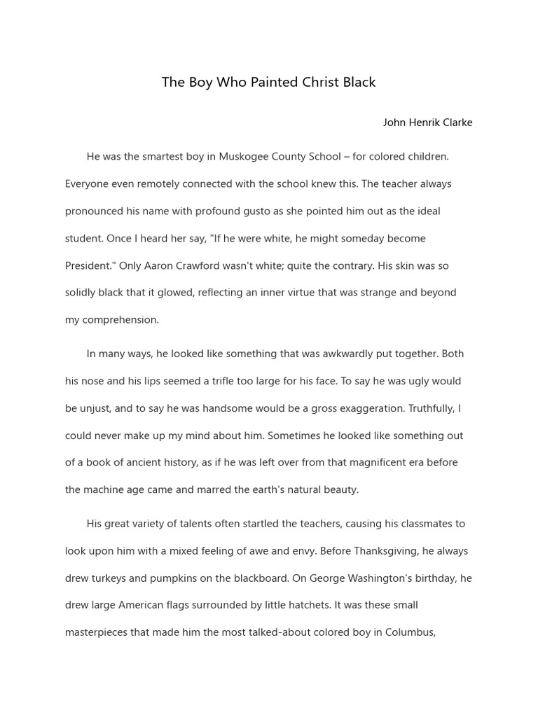 The Boy Who Painted Christ Black | PDF