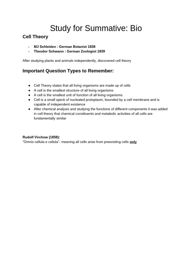 Cell Theory Notes | PDF