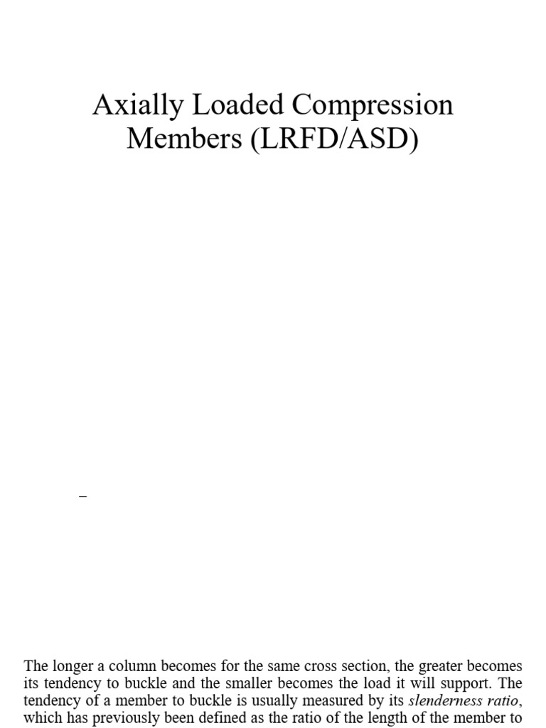 4.2 Axially Loaded Compression Members LRFD ASD | PDF | Buckling | Column