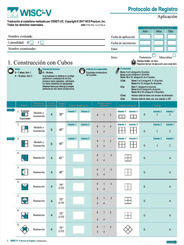 PDF Wisc V Protocolo Administracion - Compress | PDF