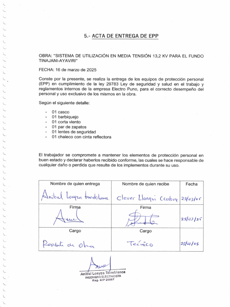 Modelo de Acta de Entrega de Epps | PDF