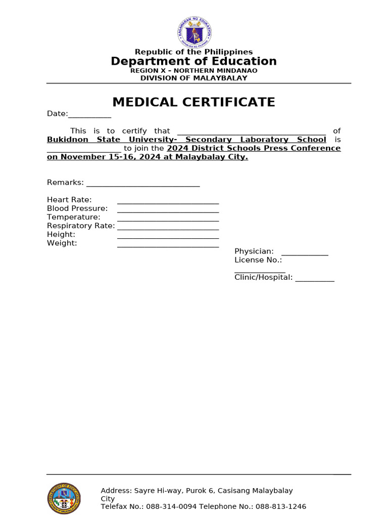 Med Cert Deped | PDF