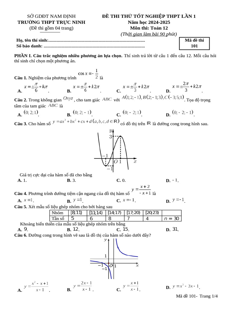 De Toan Truc Ninh Nam Dinh | PDF