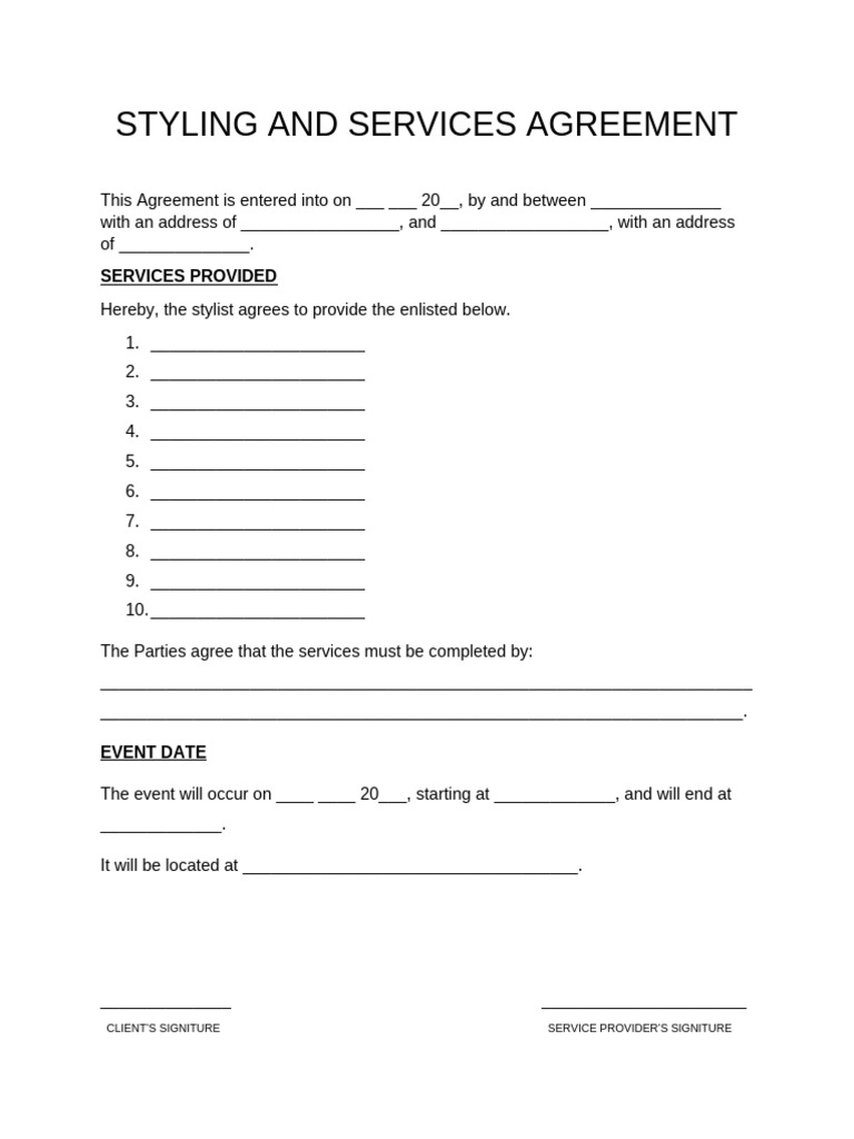 Styling and Services Agreement | PDF
