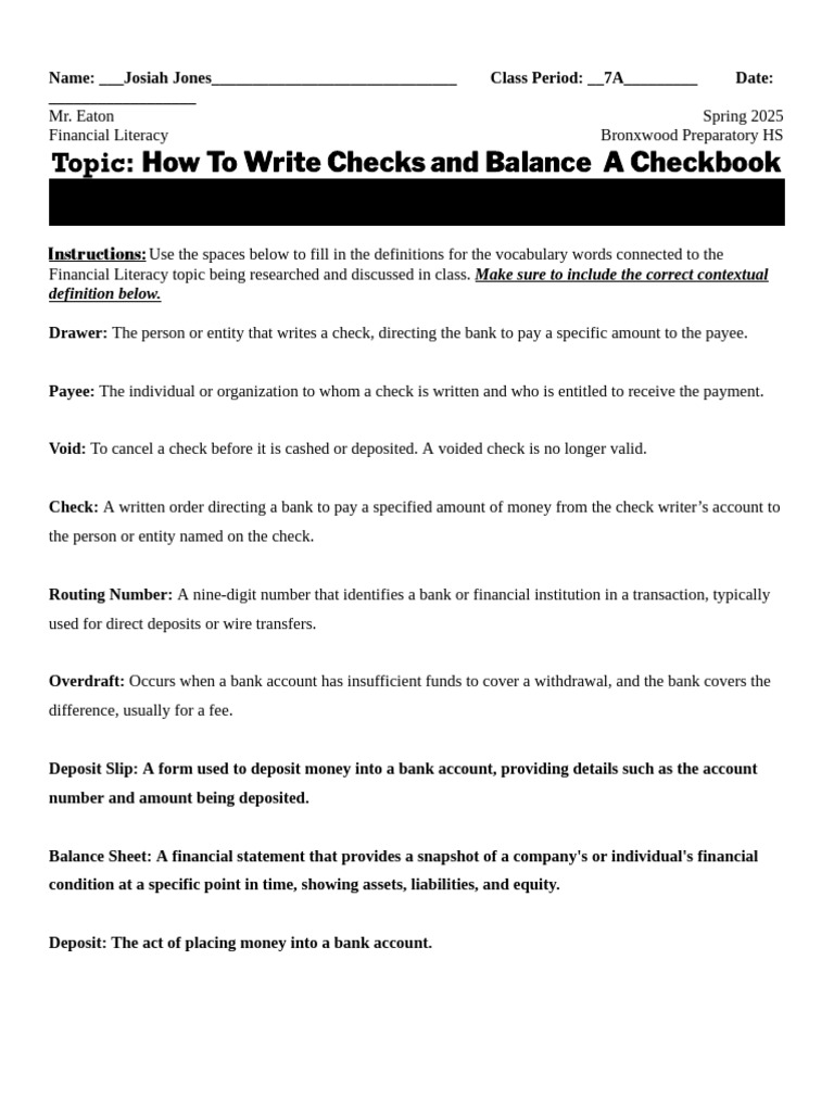 Writing Checks and Balancing Accounts | PDF