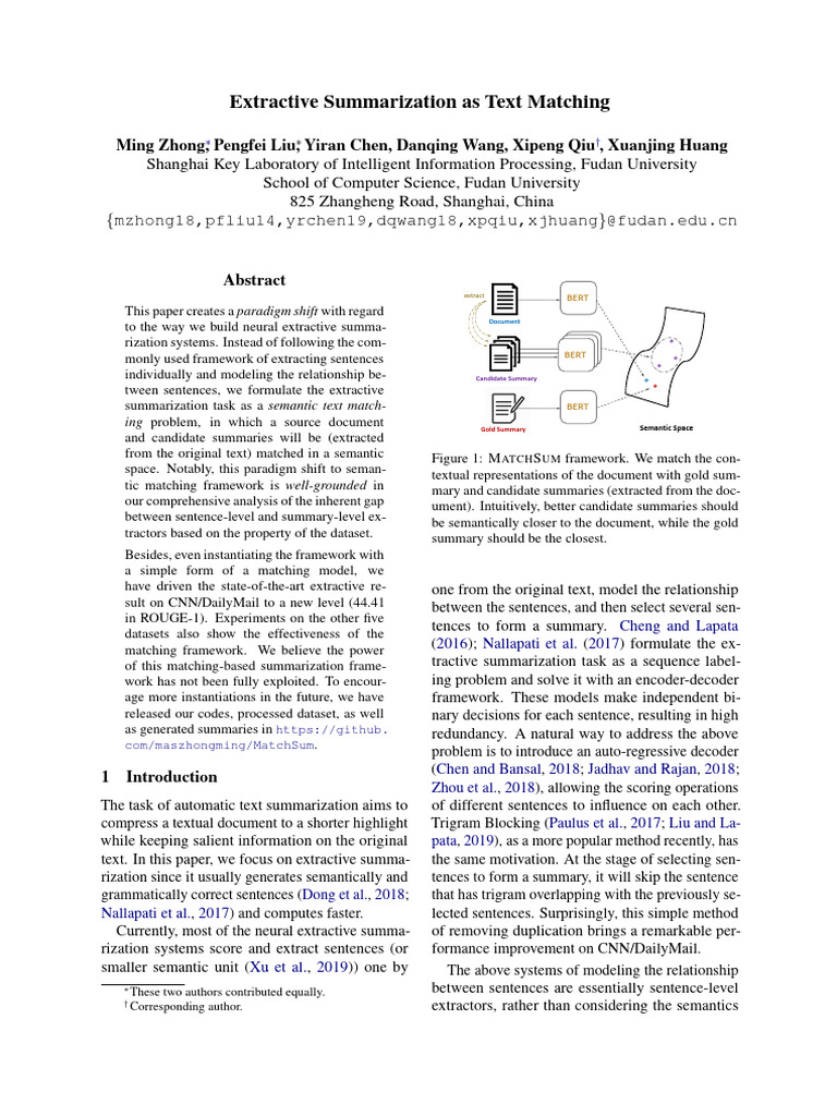 Extractive Summarization As Text Matching | PDF | Applied Mathematics | Learning