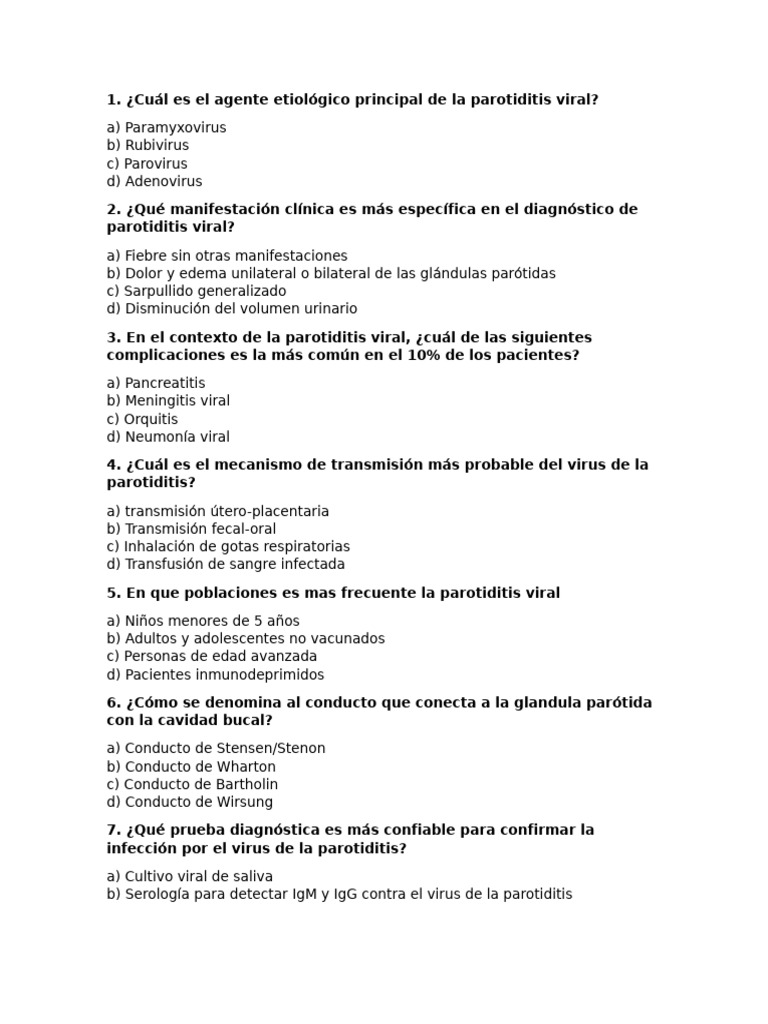Parotiditis Viral: Diagnóstico y Vacunación | PDF
