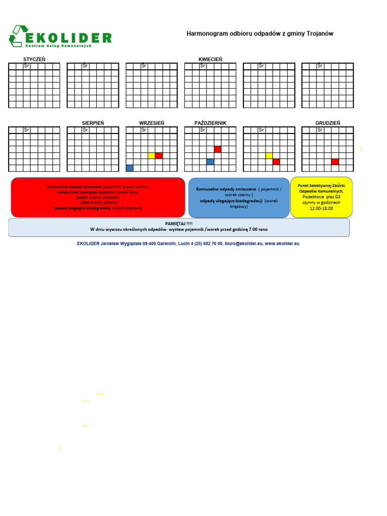 Harmonogram 2024 Wrzesien | PDF