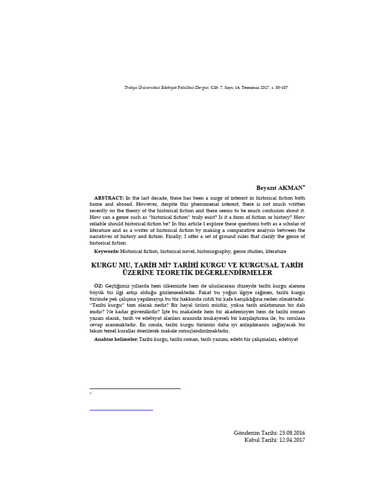 Kurgu Mu, Tar - H M - Tar - H - Kurgu Ve Kurgusal Tar - H - Zer - Ne Teoret - K de - Erlend ...