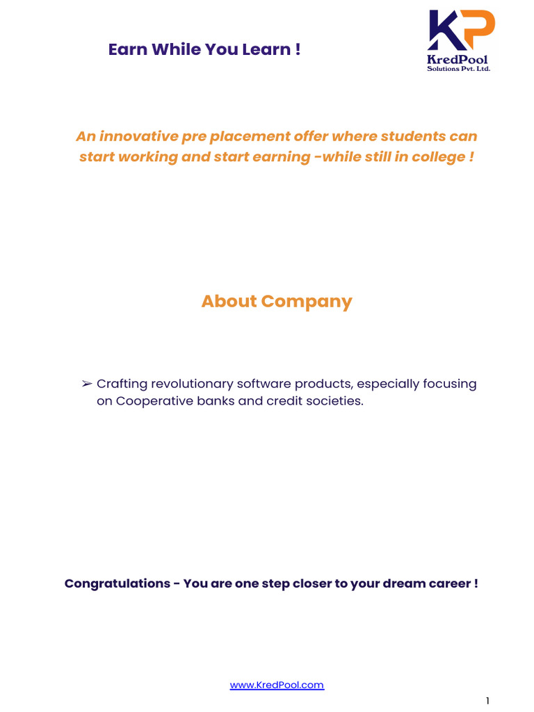 Earn While You Learn: Pre-Placement Offer | PDF