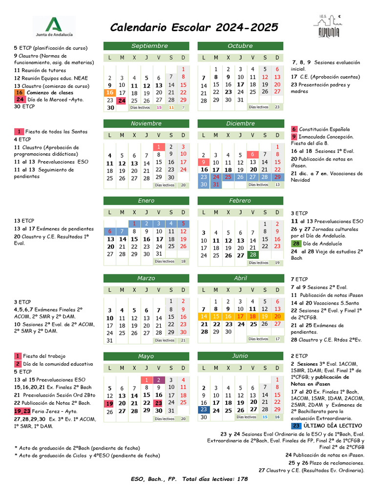 Calendario escolar 24-25 | PDF