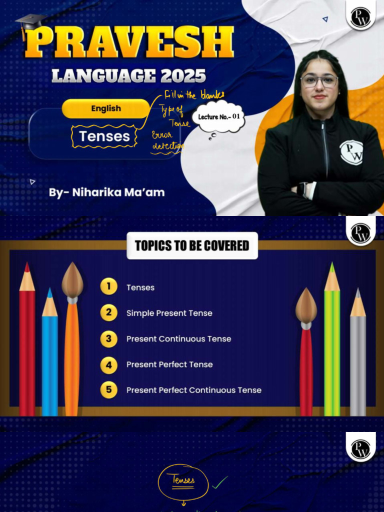 Tenses 01 - Class Notes - Pravesh 2025 CUET - GT + Language | PDF