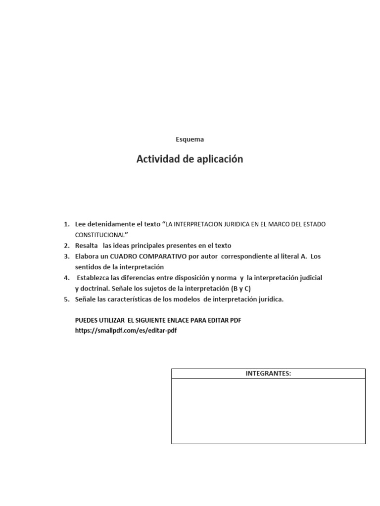 Esquema Actividad de Aplicación | PDF