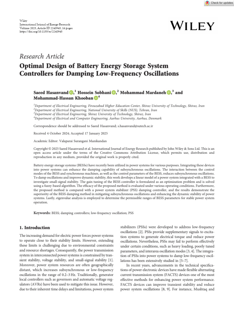 International Journal of Energy Research - 2025 - Hasanvand - Optimal ...