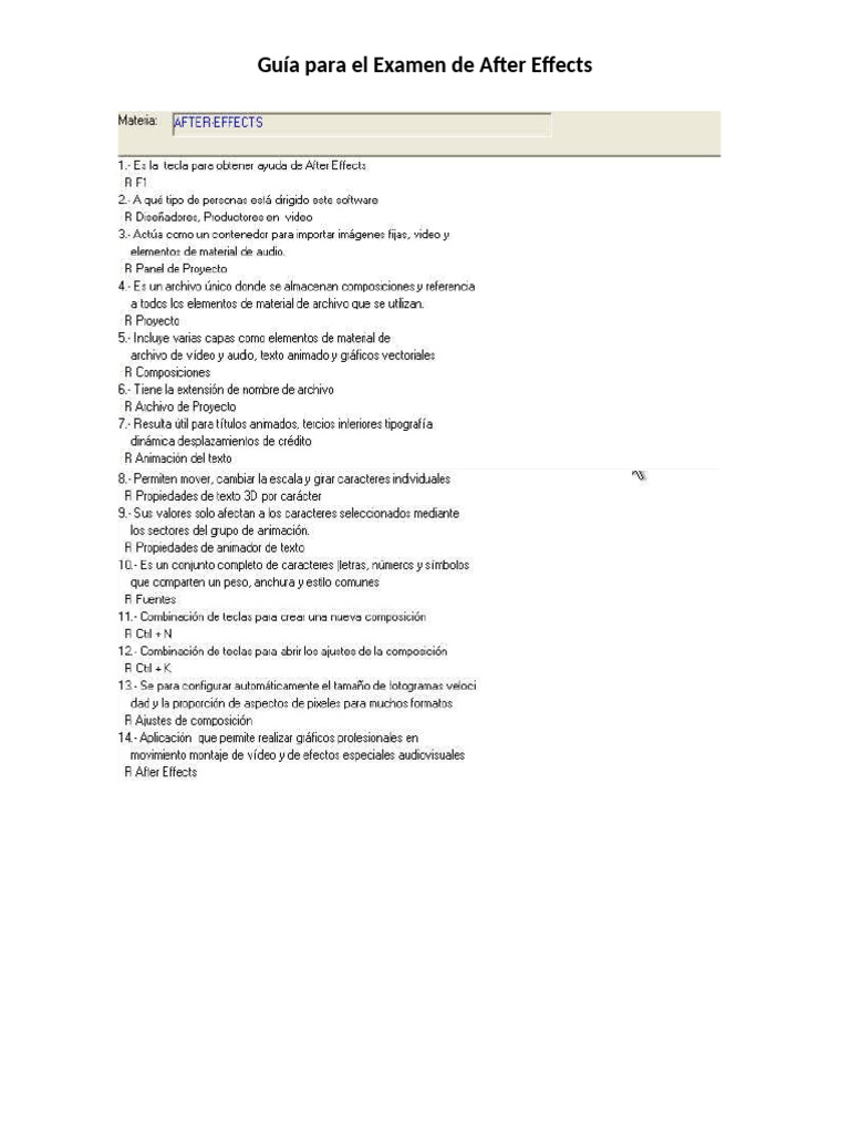 Guía para El Examen de After Effects | PDF