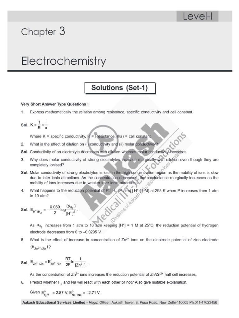 Solutions of Electrochem | PDF