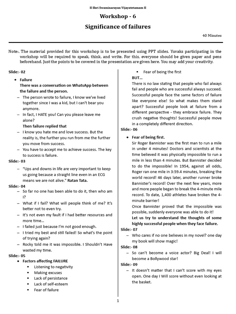 Workshop 6 - Significance of Failures - Eng | PDF | Steve Jobs