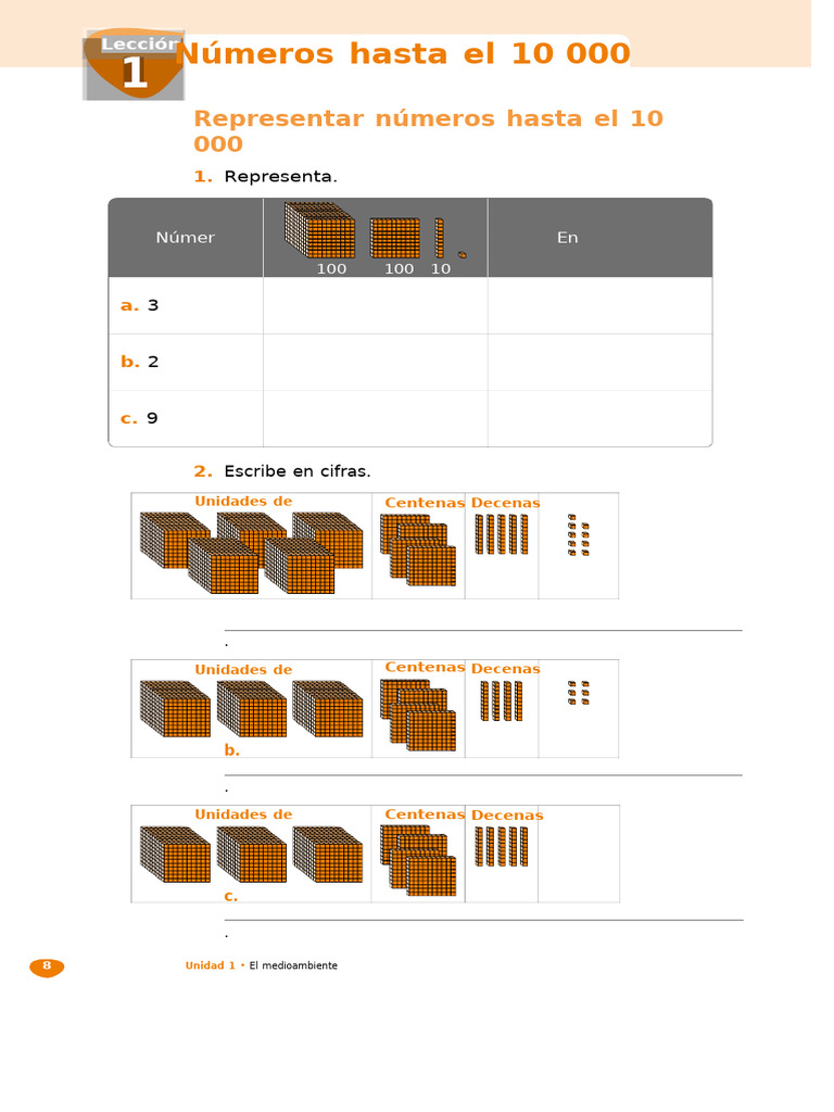 Representar Números Hasta El 10 000 | PDF
