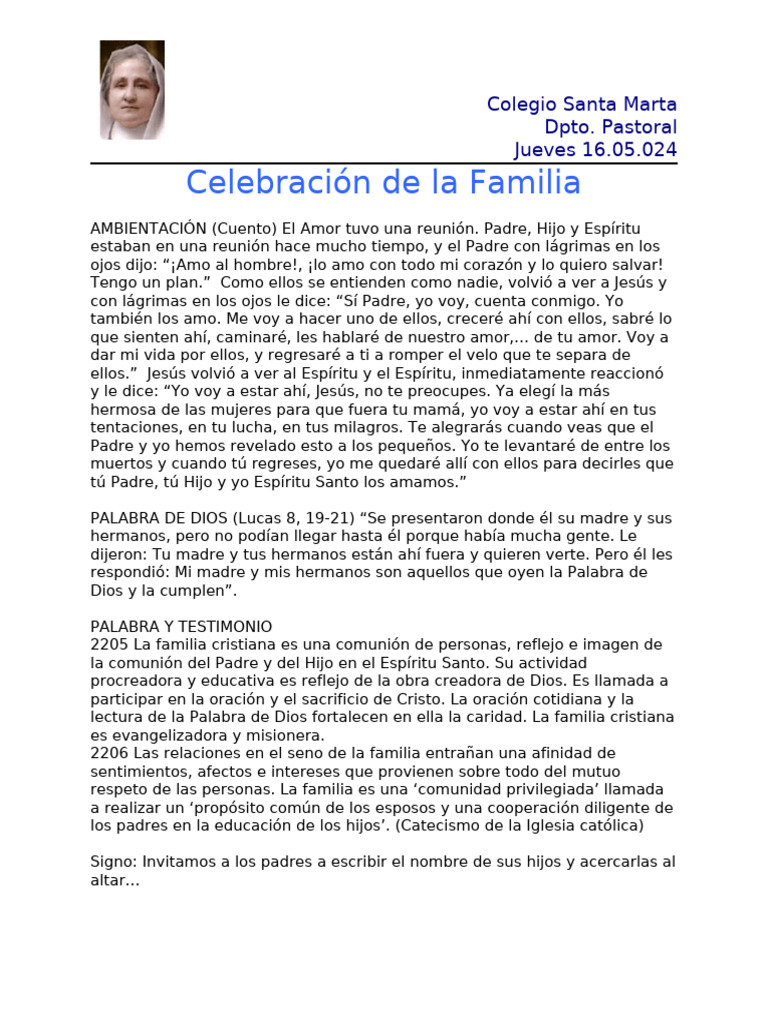 Celebración de La Familia | PDF | eucaristía | Oración