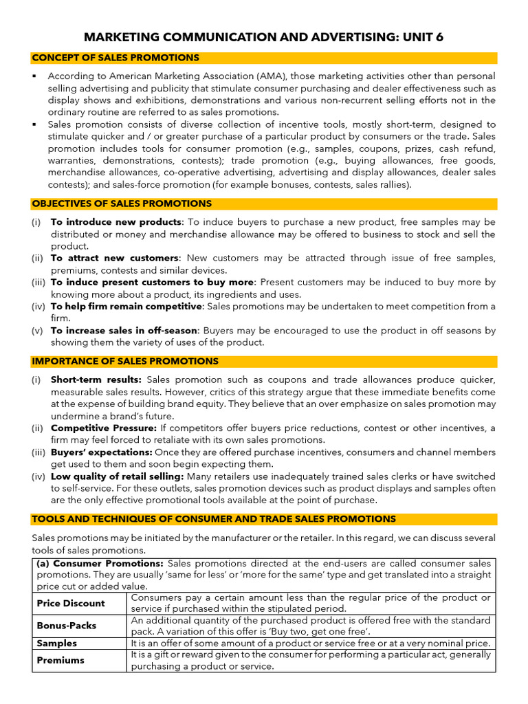 UNIT 6 - Sales Promotion 2021 | PDF | Sales | Retail