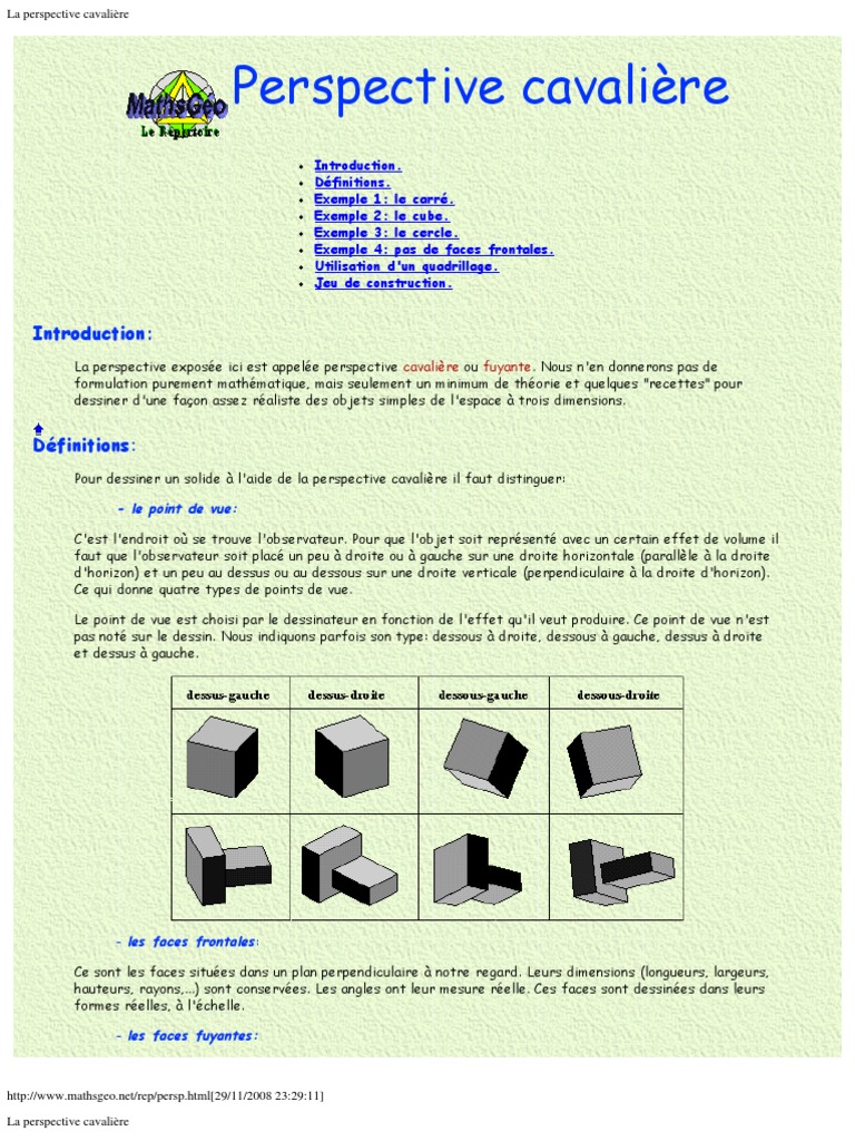 La Perspective Cavalière | PDF | Perspective (représentation) | Cercle
