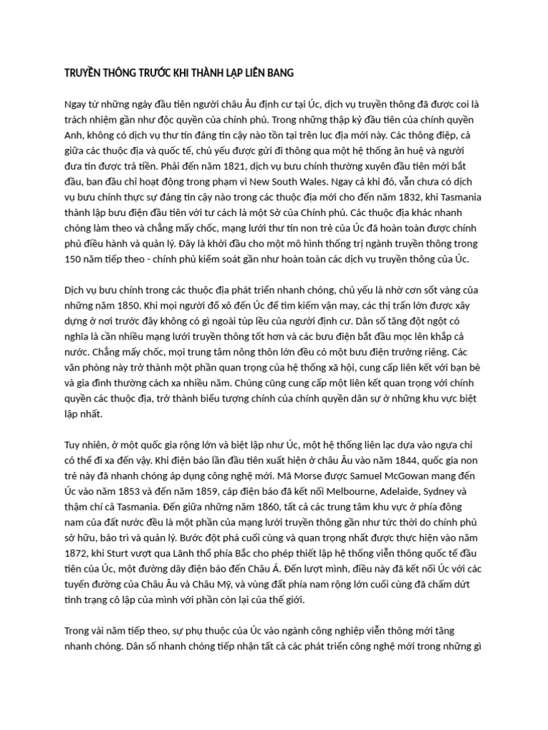 Communications Before Federation | PDF