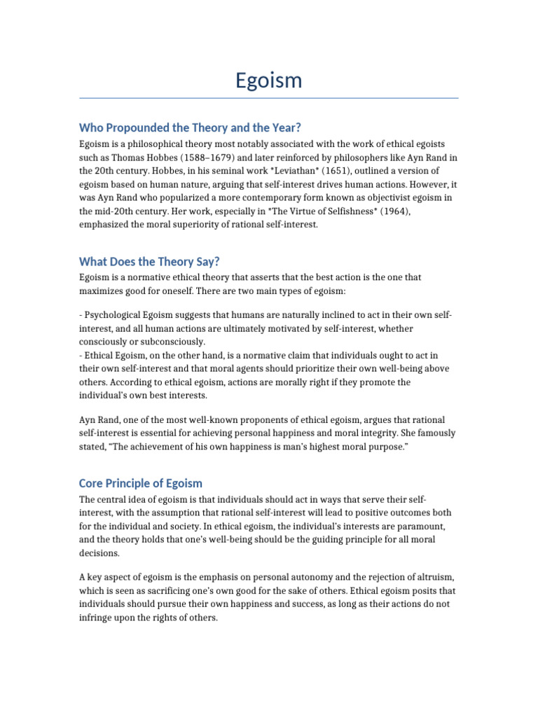 Egoism Education GoogleDocsFormat | PDF | Autonomy | Applied Philosophy