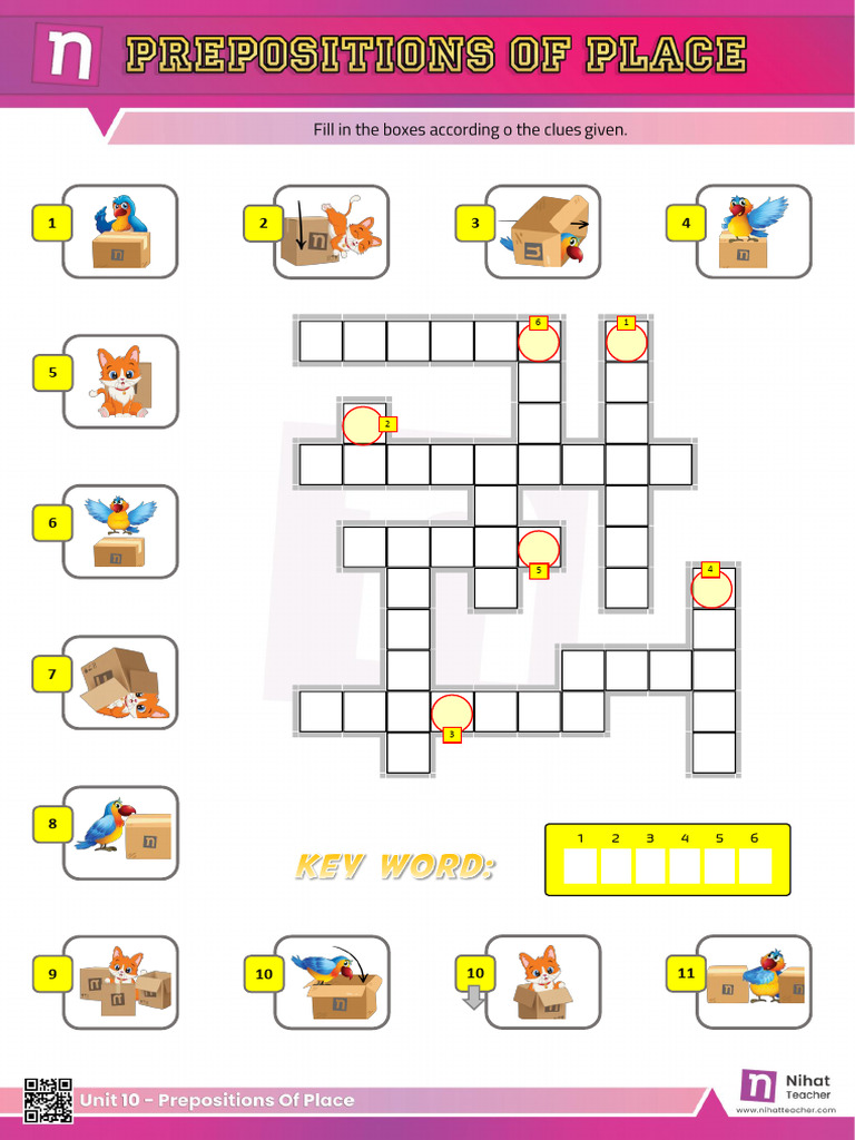 Unit 10 - Prepositions of place crossword | PDF
