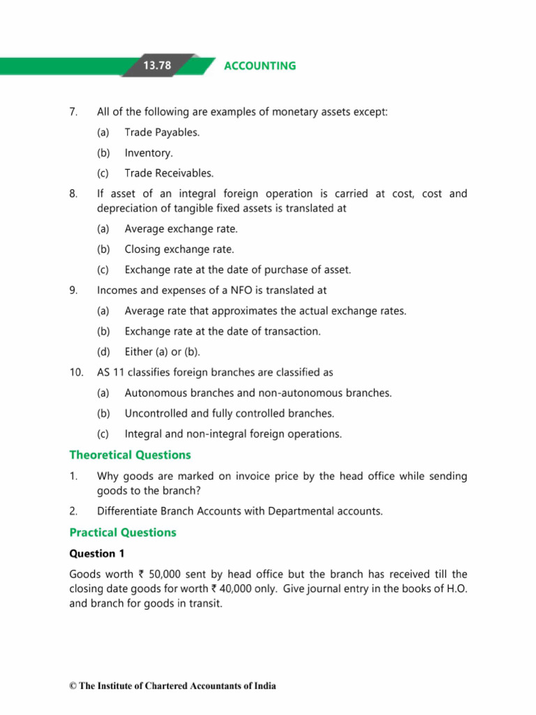 Branch Questions Icai | PDF